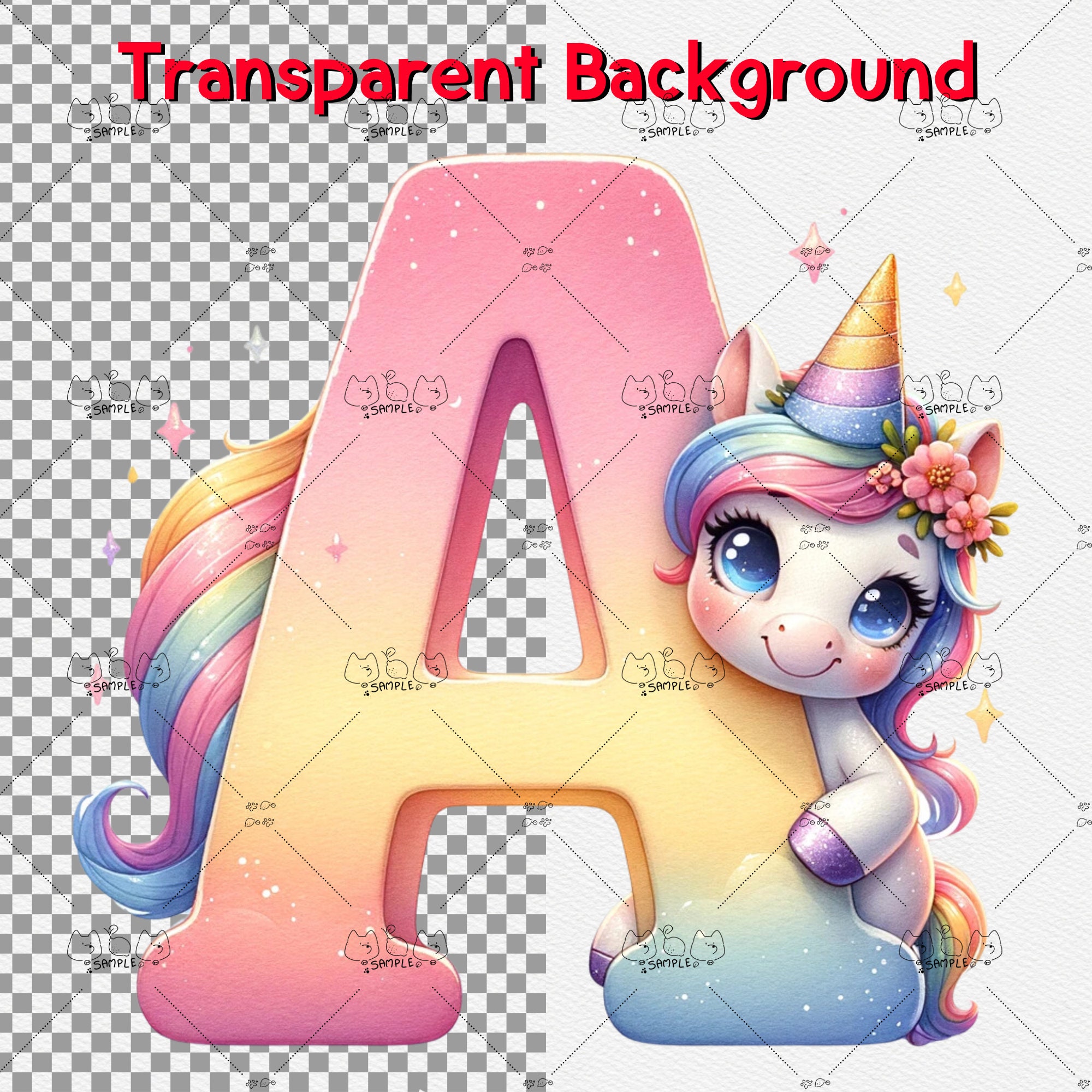 Magical Unicorn Alphabet Clipart - Full A-Z & Numbers, Vibrant Children ...