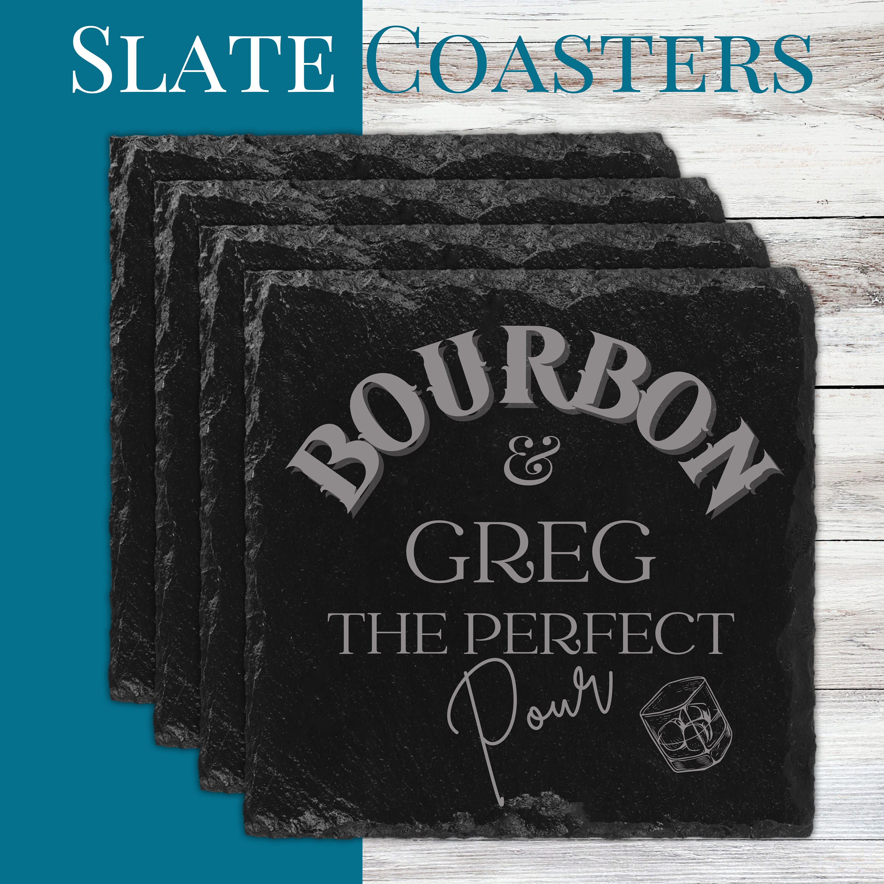 Personalized Bourbon Slate Coasters - Customized Barware - Etsy