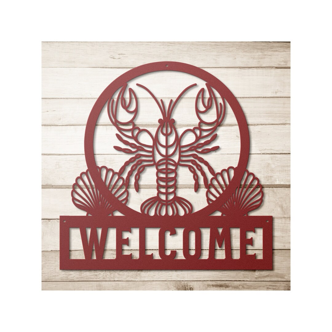 Lobster Seashell Maritime Beach House Welcome Sign Customizable ...