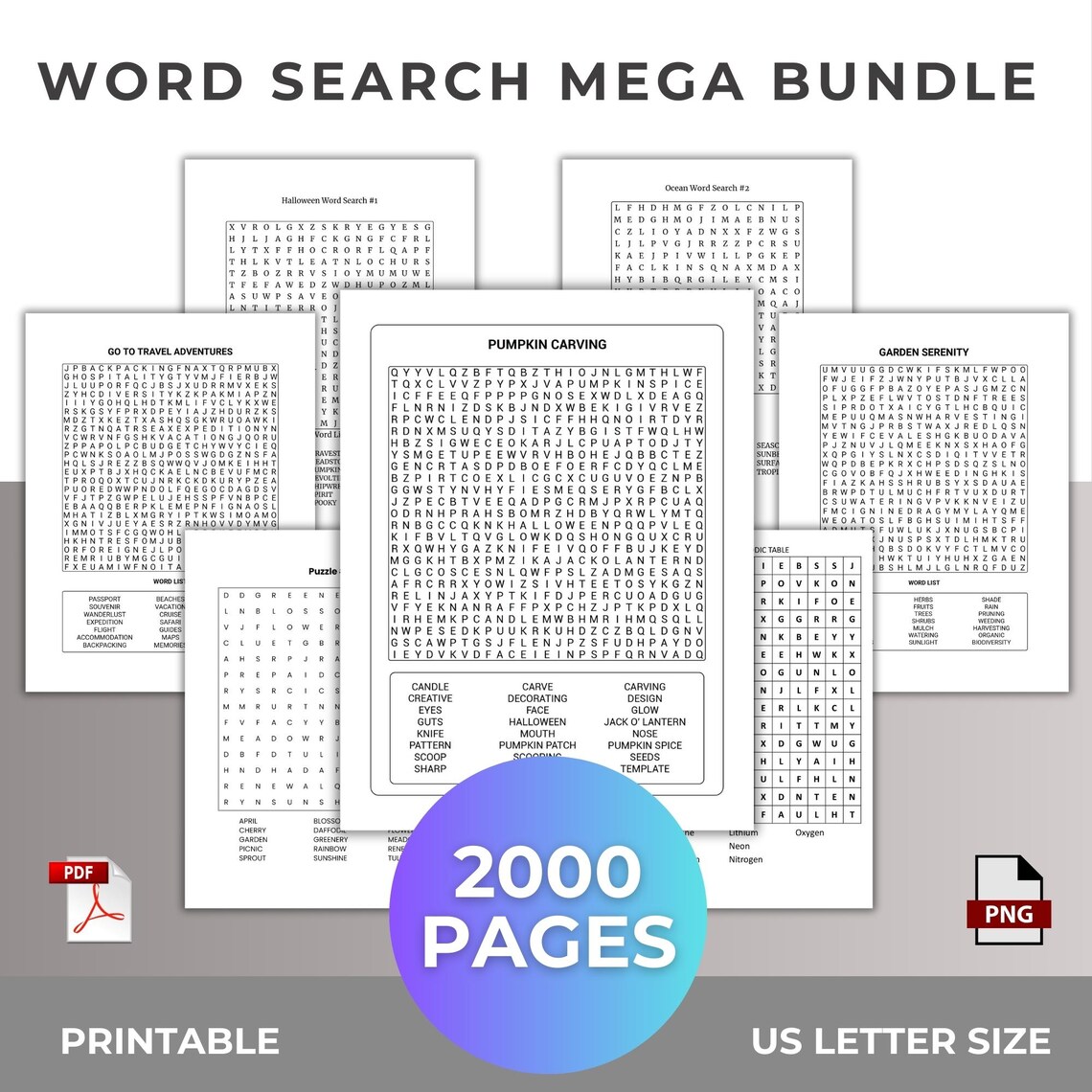 Word Search Mega Bundle 2000 Pages | Printable Word Search Puzzles ...