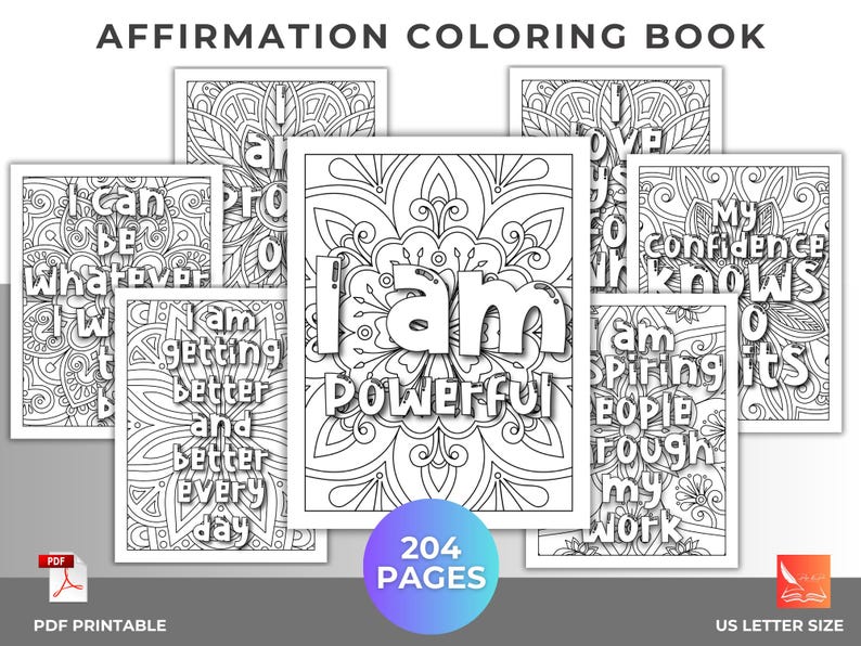Positive Affirmations Printable Adult Coloring Book, Adult Coloring ...