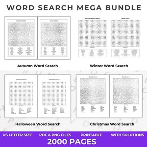 Word Search Mega Bundle 2000 Pages Printable Word Search Puzzles ...