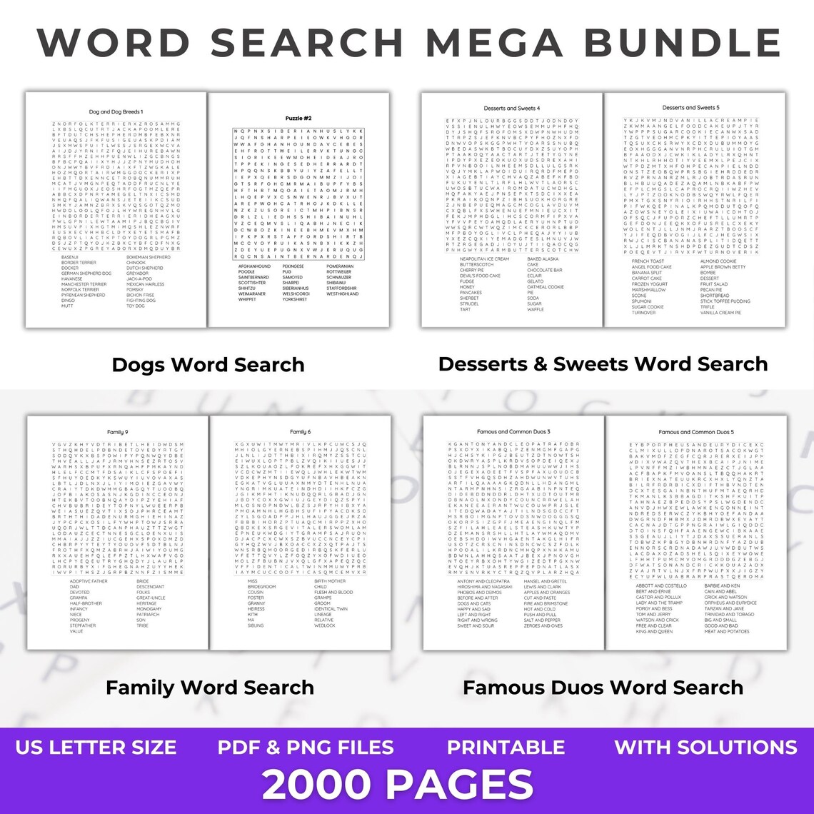 Word Search Mega Bundle 2000 Pages | Printable Word Search Puzzles ...