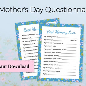 Mommy & Me Cute Mother's Day Printable, Memorable Mother's Day ...