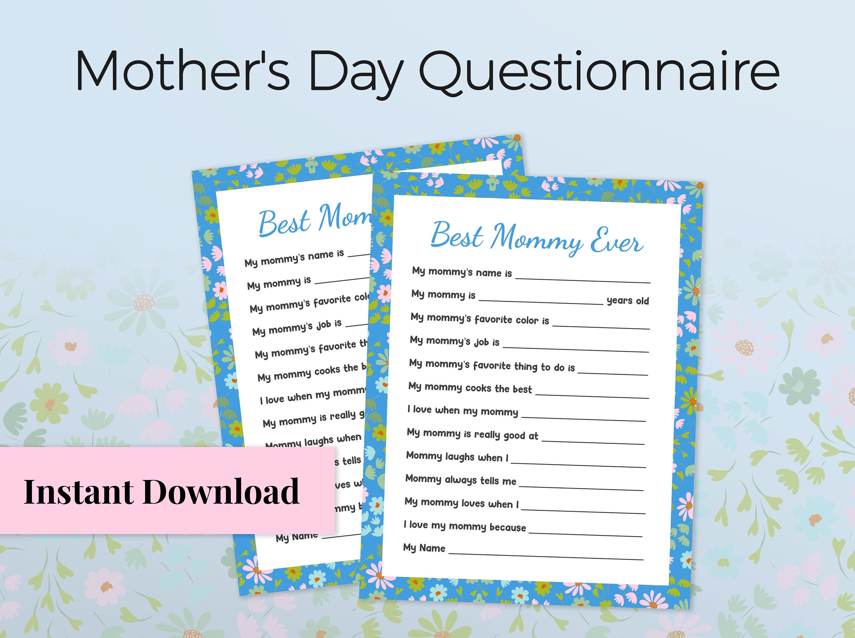 Mommy & Me Cute Mother's Day Printable, Memorable Mother's Day ...