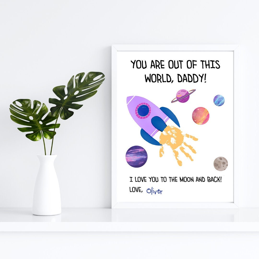 Space Father's Day Handprint Printable, DIY Craft Gift for Dad, Gift ...
