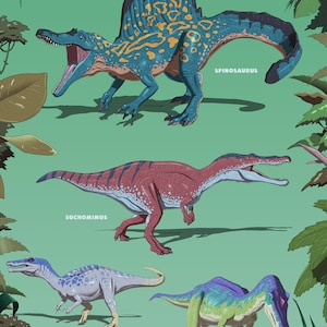 Spinosaurids Dinosaur Group Poster - Etsy