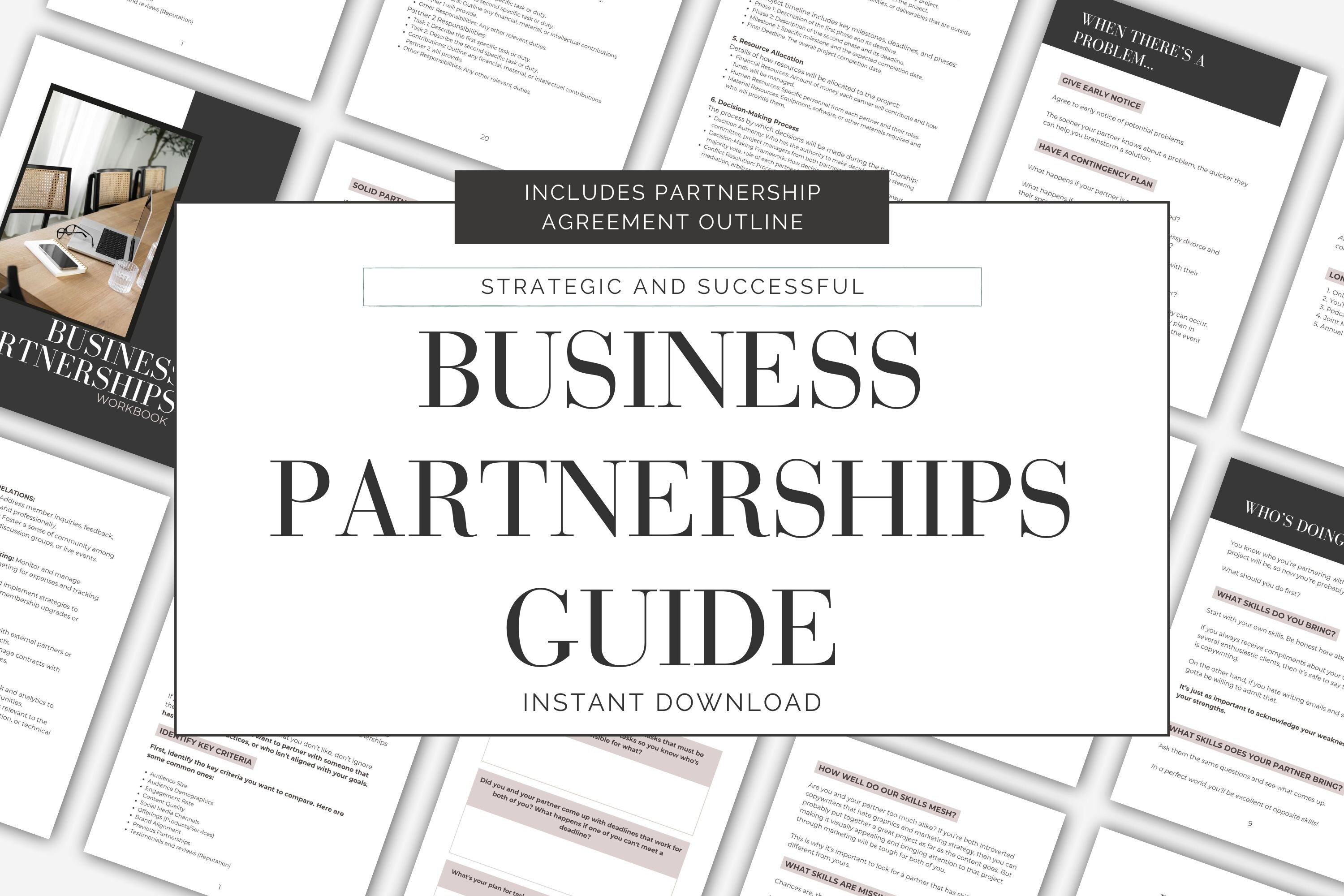 Business Partnership Guide DIY Partnership Agreement Outline Template ...