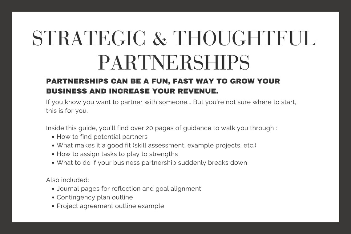 Business Partnership Guide DIY Partnership Agreement Outline Template ...
