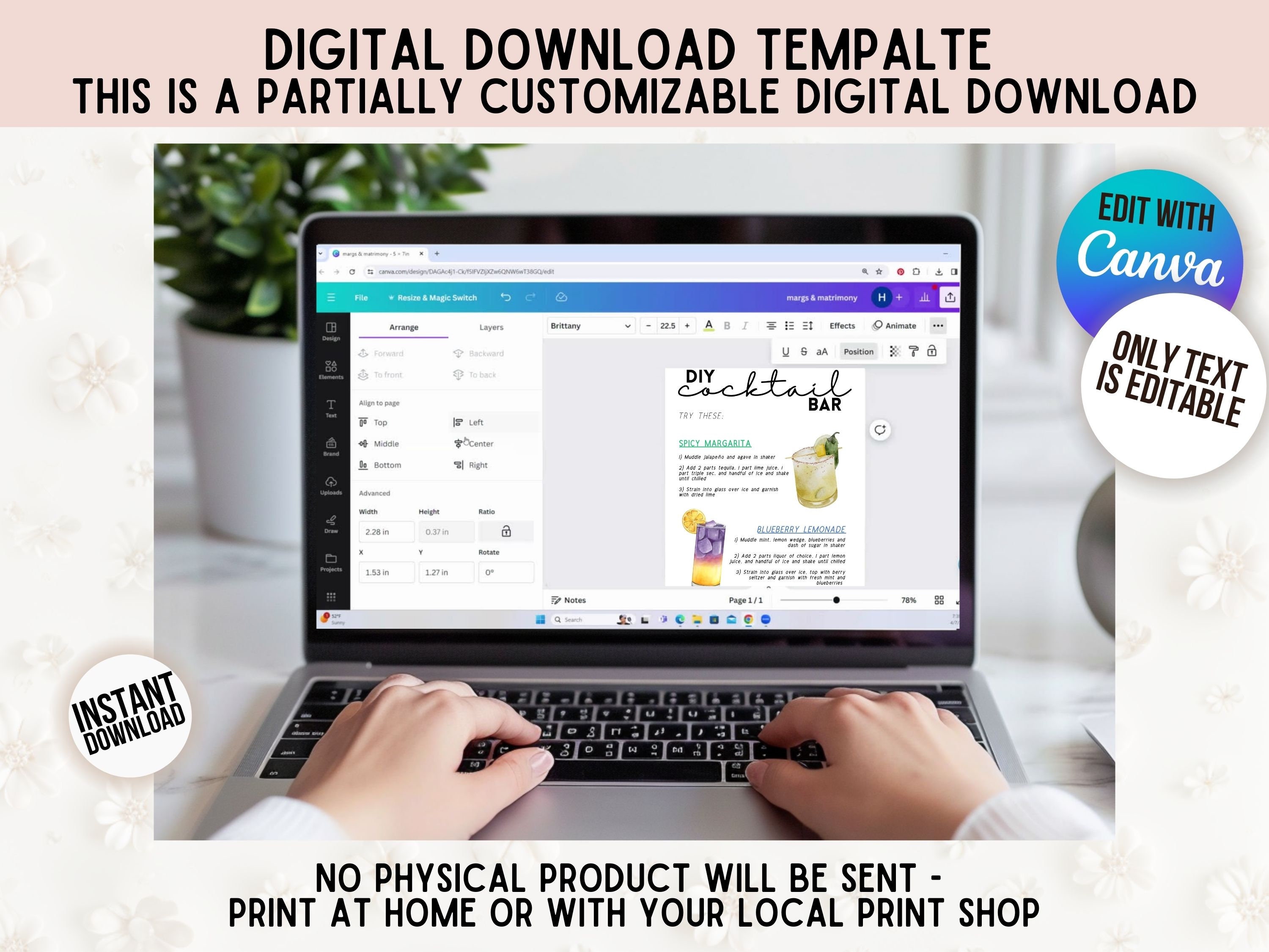 DIY Cocktail Bar Sign Make Your Own Cocktail Bar Sign Template Drink ...