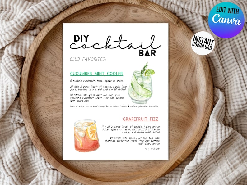 DIY Cocktail Bar Sign Make Your Own Cocktail Bar Sign Template Drink ...
