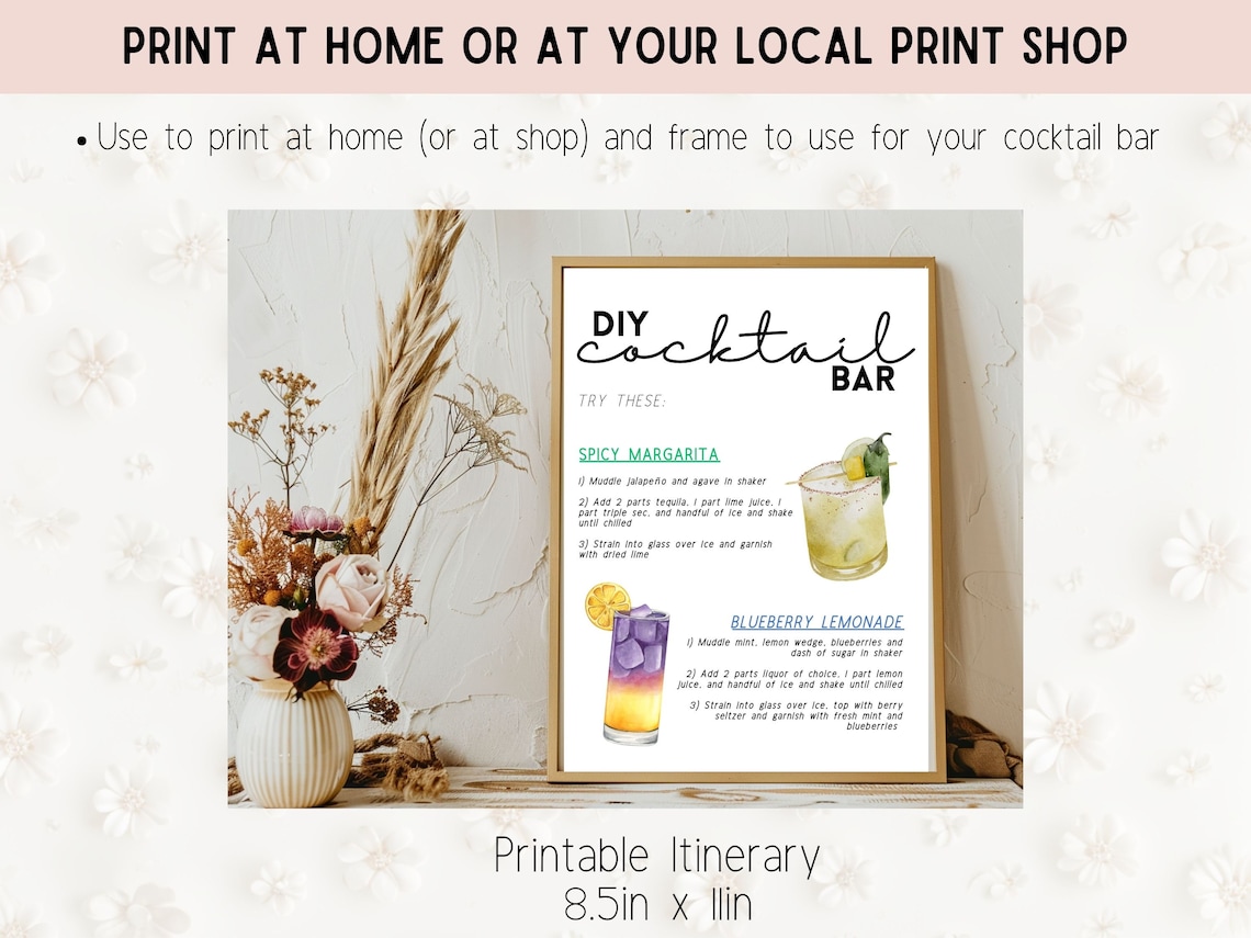 DIY Cocktail Bar Sign Make Your Own Cocktail Bar Sign Template Drink ...