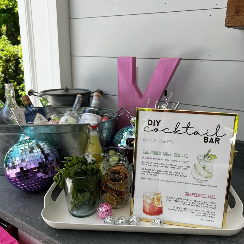 DIY Cocktail Bar Sign Make Your Own Cocktail Bar Sign Template Drink Bar Sign Cocktail Recipe ...