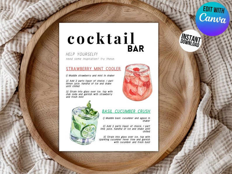 DIY Cocktail Bar Sign Make Your Own Cocktail Bar Sign Template Drink ...