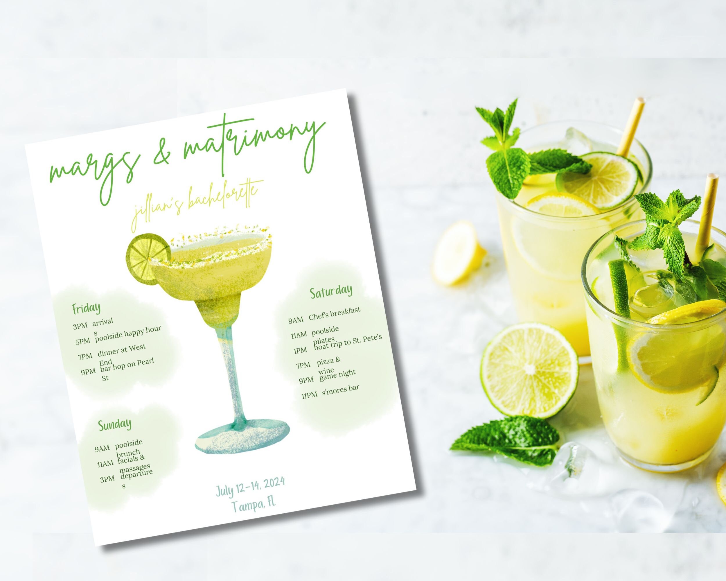 Margs and Matrimony Itinerary Bachelorette Margaritas Itinerary ...
