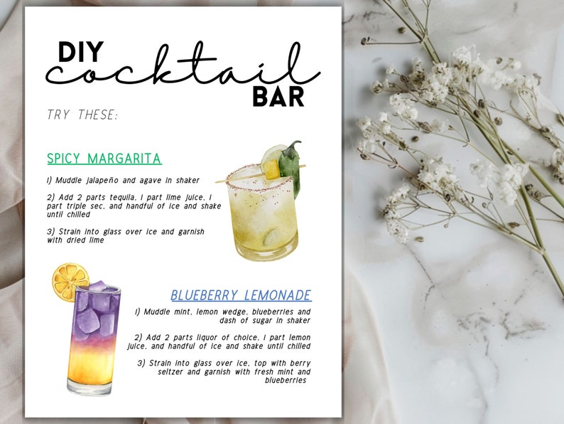 DIY Cocktail Bar Sign Make Your Own Cocktail Bar Sign Template Drink ...