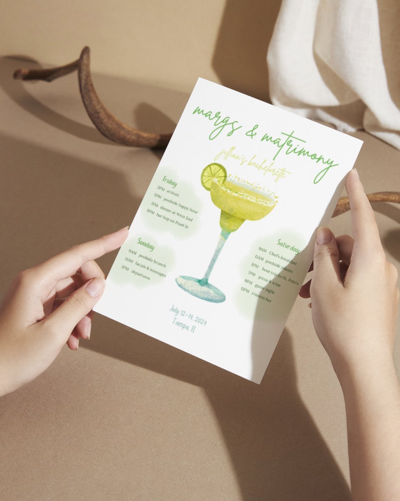 Margs and Matrimony Itinerary Bachelorette Margaritas Itinerary ...