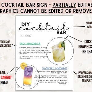 DIY Cocktail Bar Sign Make Your Own Cocktail Bar Sign Template Drink ...