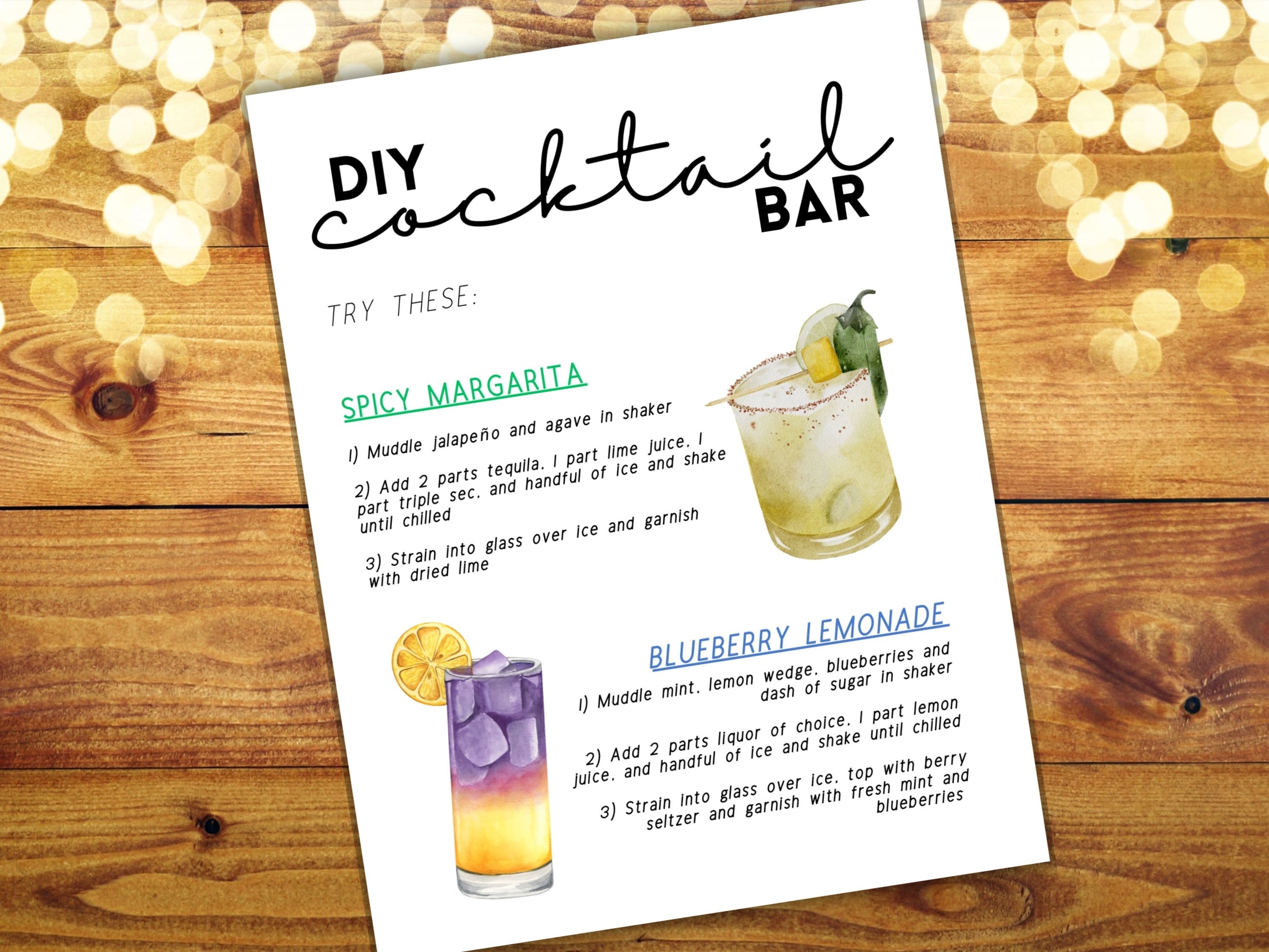 DIY Cocktail Bar Sign Make Your Own Cocktail Bar Sign Template Drink ...