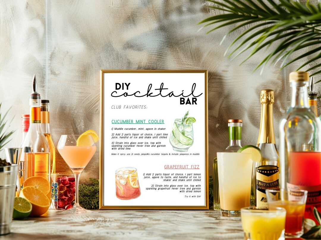 DIY Cocktail Bar Sign Make Your Own Cocktail Bar Sign Template Drink ...