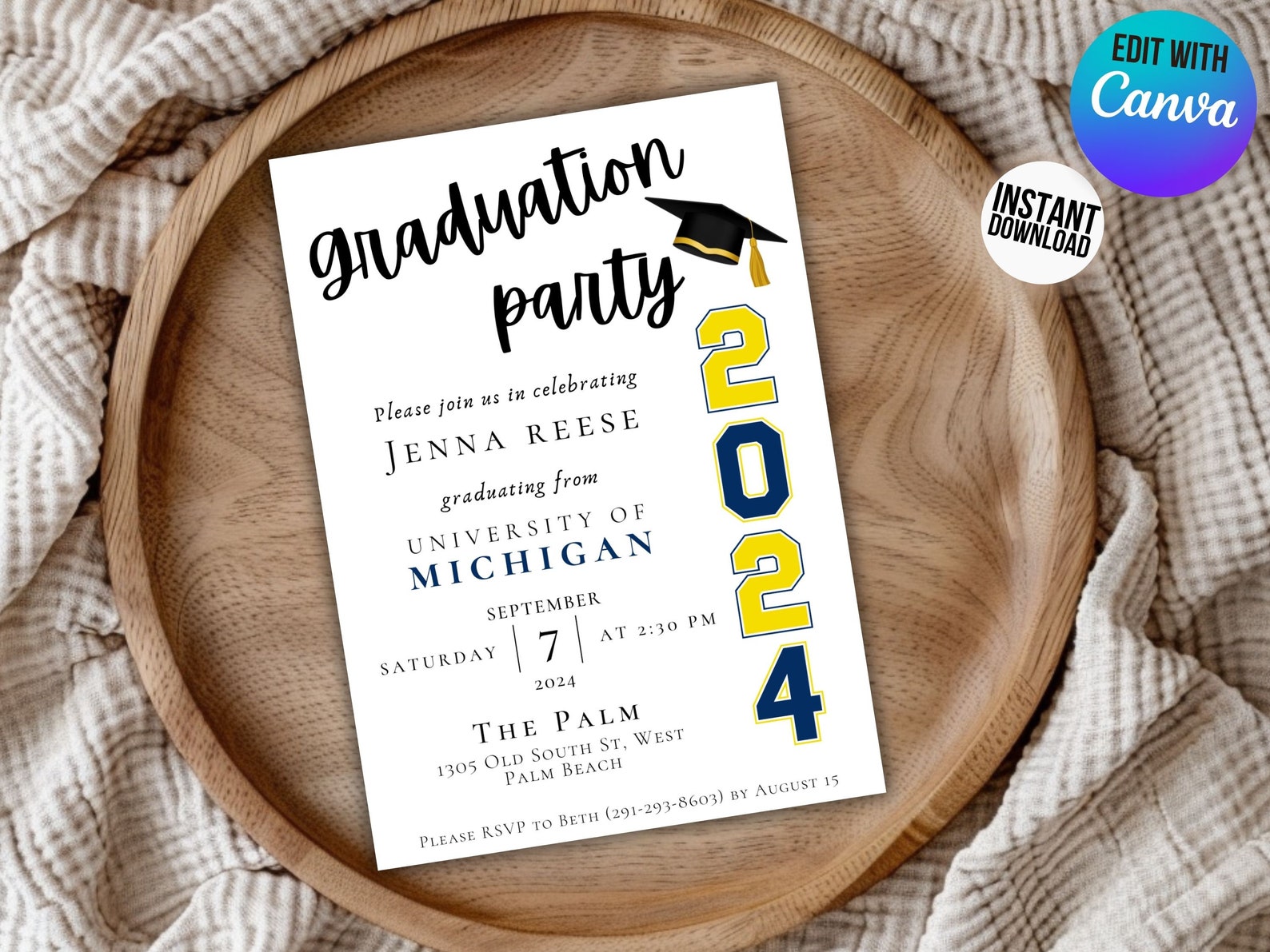 Downloadable Graduation Party Invitation Template 2024 Grad Editable ...
