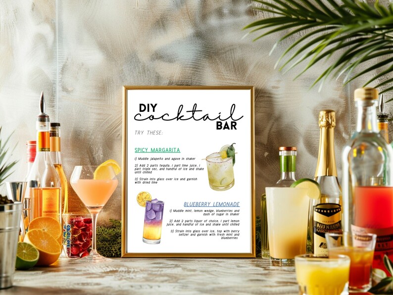 DIY Cocktail Bar Sign Make Your Own Cocktail Bar Sign Template Drink ...