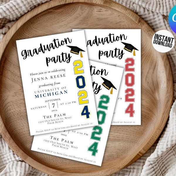 Downloadable Graduation Party Invitation Template 2024 Grad Editable ...