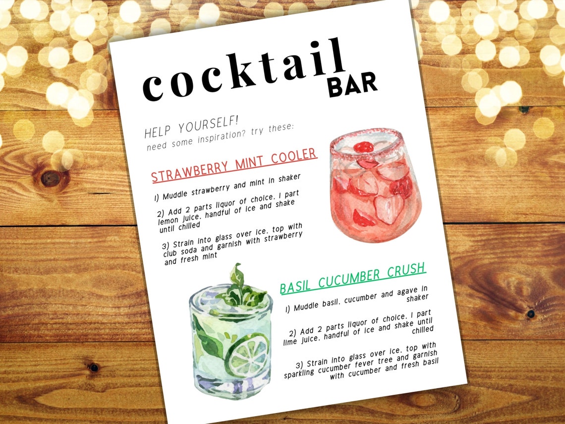 DIY Cocktail Bar Sign Make Your Own Cocktail Bar Sign Template Drink ...