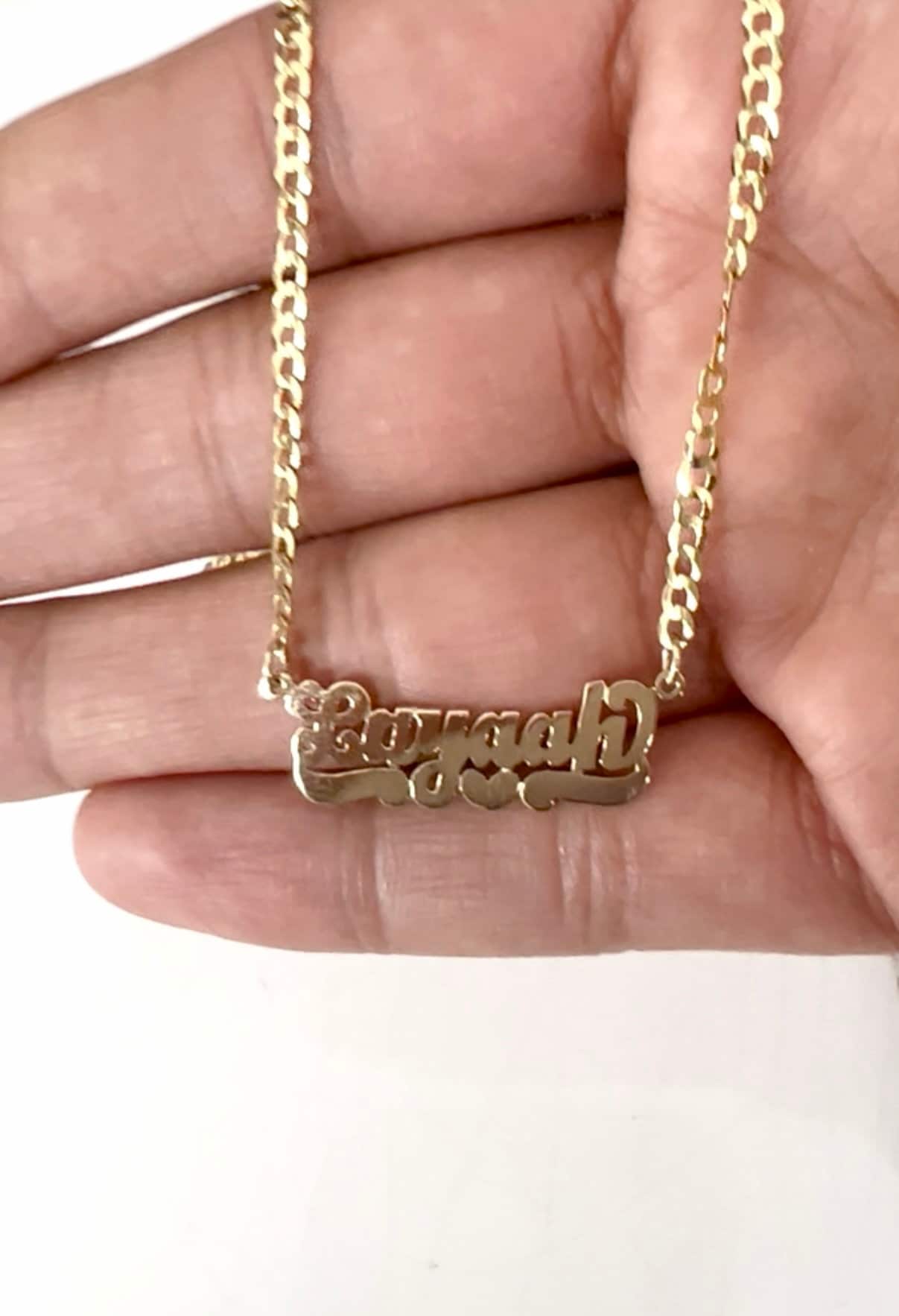 10k or 14k Solid Gold Personalized Heart Name Charm, Handmade Name ...