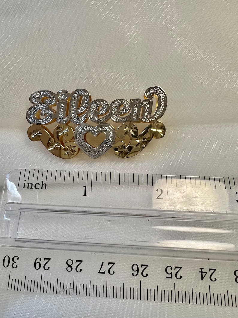 10k or 14k Solid Gold Handmade XL Heart Double Nameplate, Personalized ...