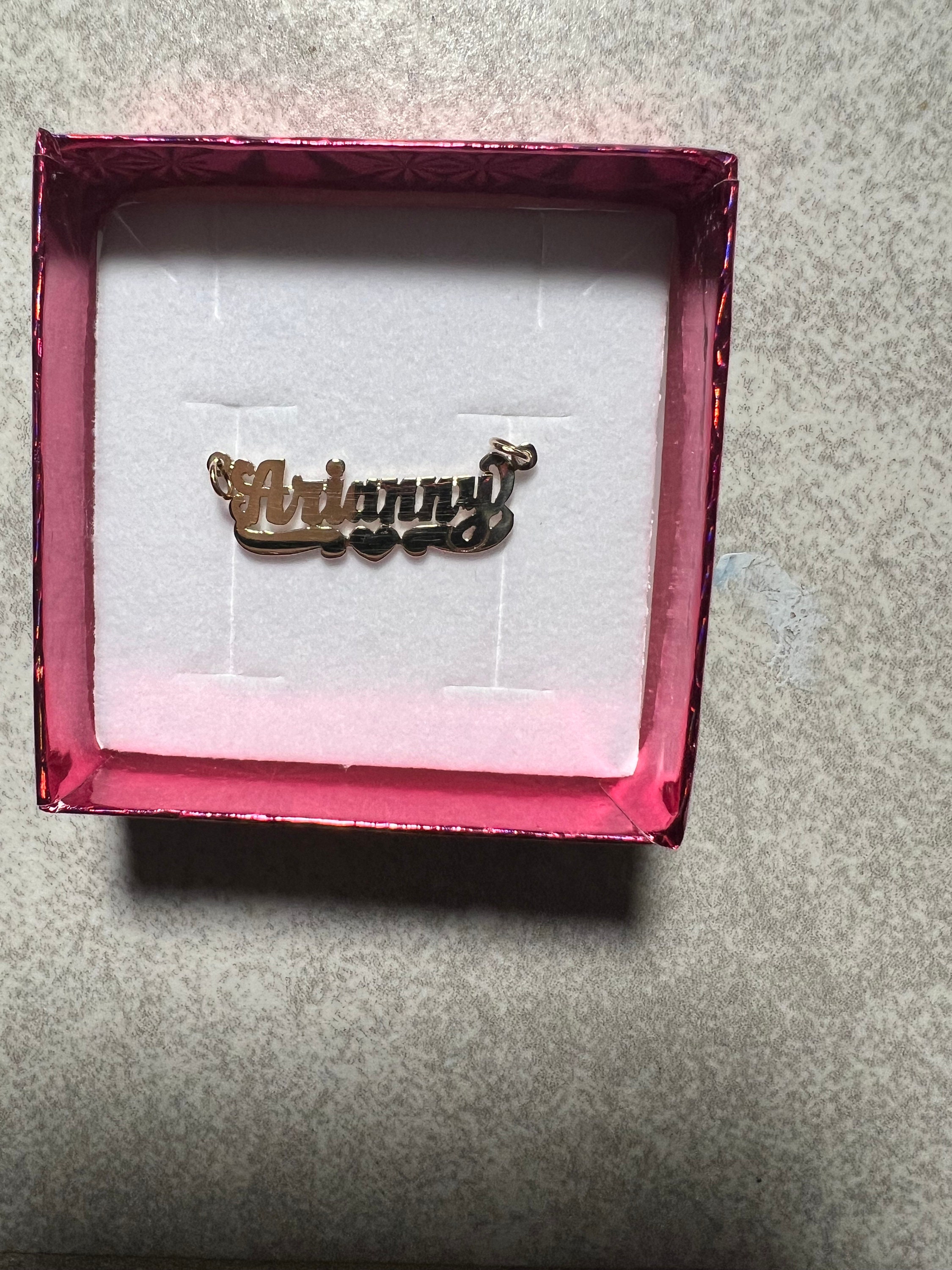 10k or 14k Solid Gold Personalized Heart Name Charm, Handmade Name ...