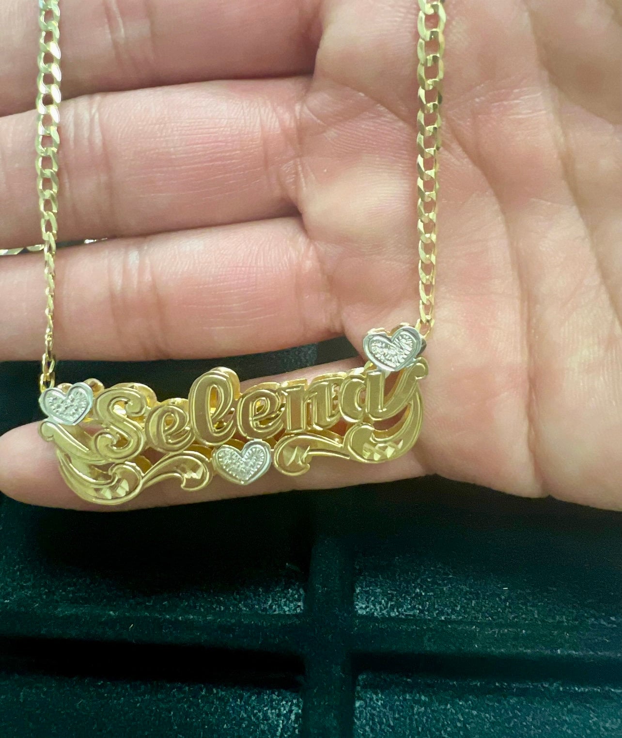 10k/14k Solid Gold Personalized Double Name Heavyweight Necklace ...