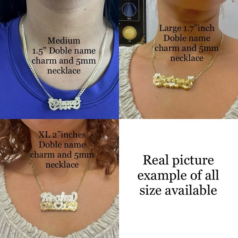 10k/14k Solid Gold Handmade XL Flower Double Name Charm, Personalized ...