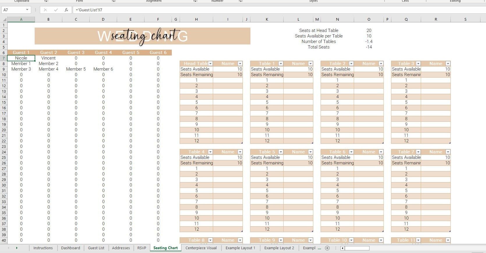 Wedding Budget, Guests, & Timeline Planner Digital Download (color ...