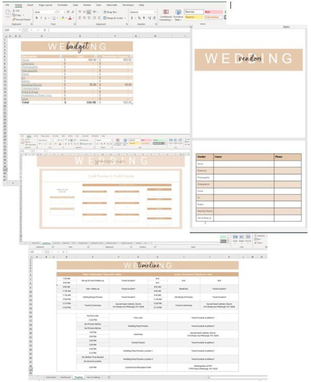 All-in-one Digital Download Wedding Planner (color: Neutral) - Excel ...