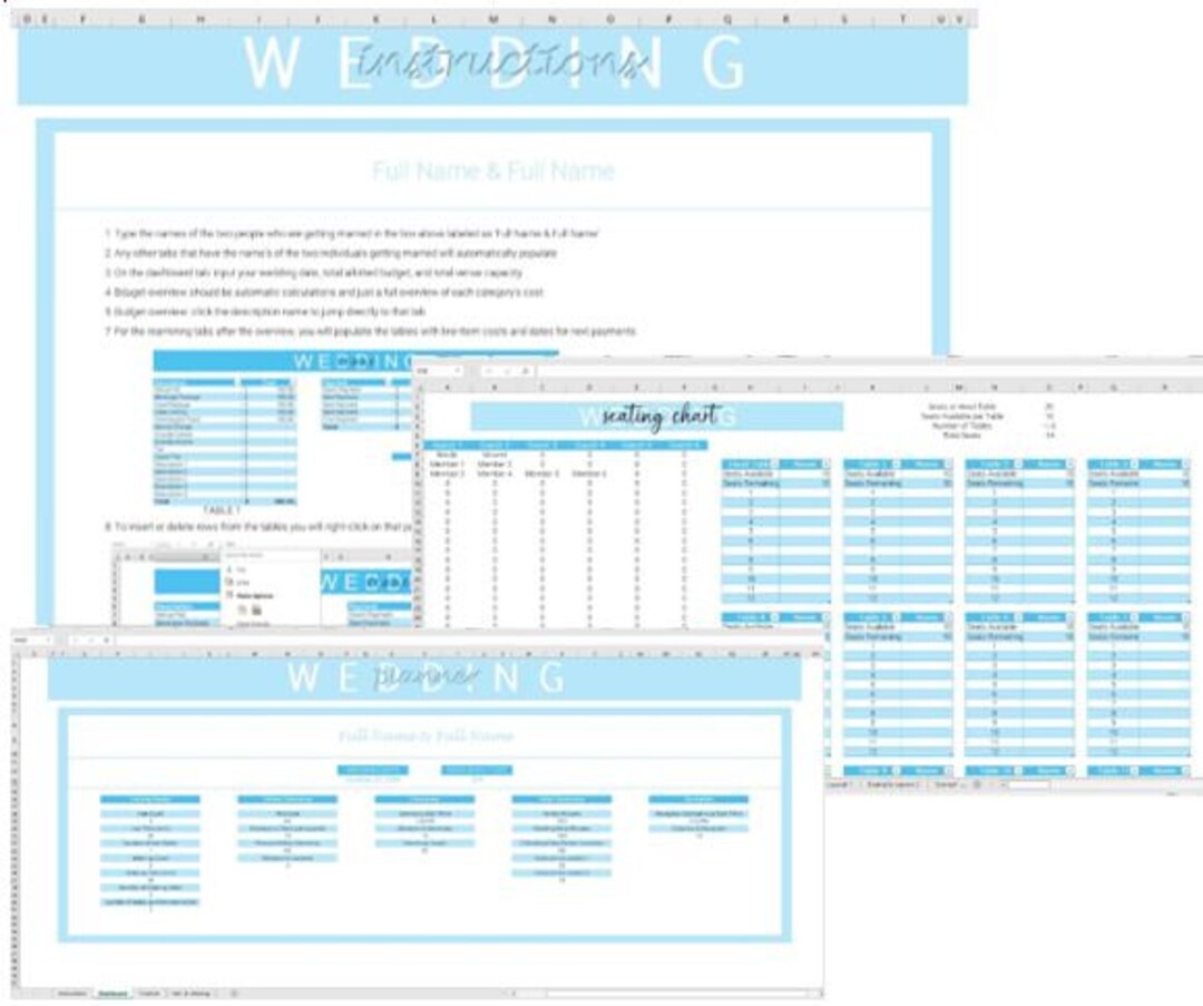 Wedding Budget, Guests, & Timeline Planner Digital Download (color ...