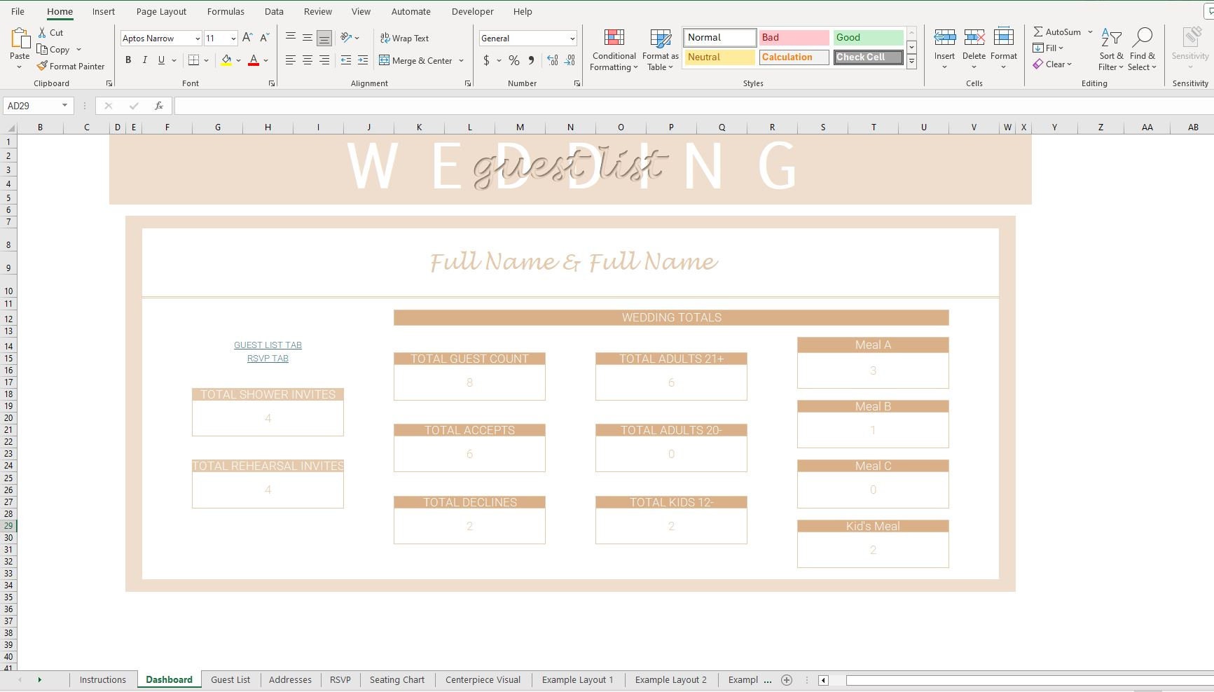 Wedding Budget, Guests, & Timeline Planner Digital Download (color ...