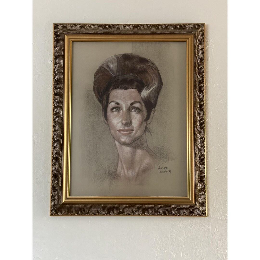 Jon Onye Lockard Woman Oil Pastel Framed 1967 Artist Signed Sketch ...