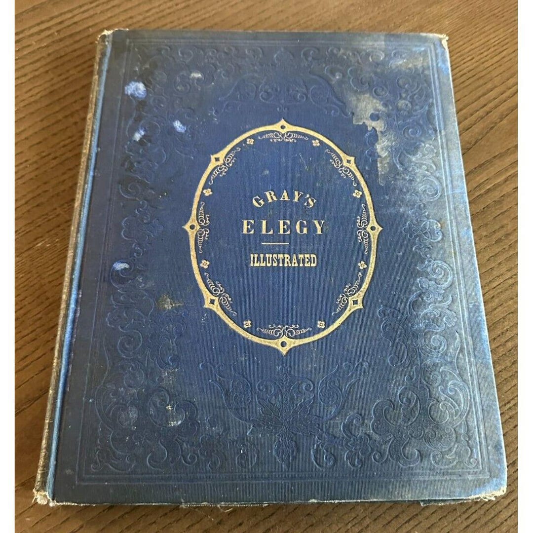 Antique 1800s Gray's Elegy Illustrated Memory of Danial Webster Blue ...