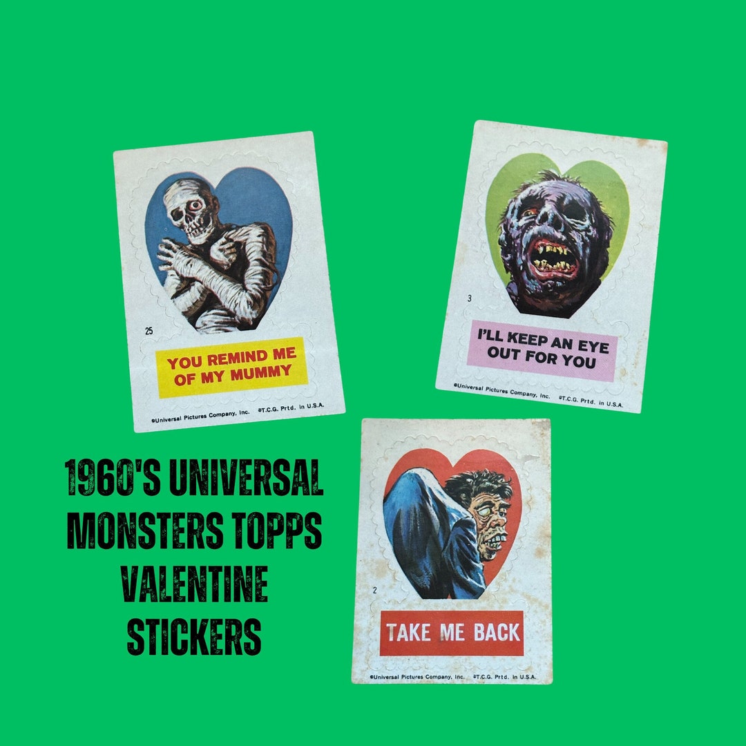 1960's Universal Monsters Topps Valentine's Day Card Stickers *choice ...