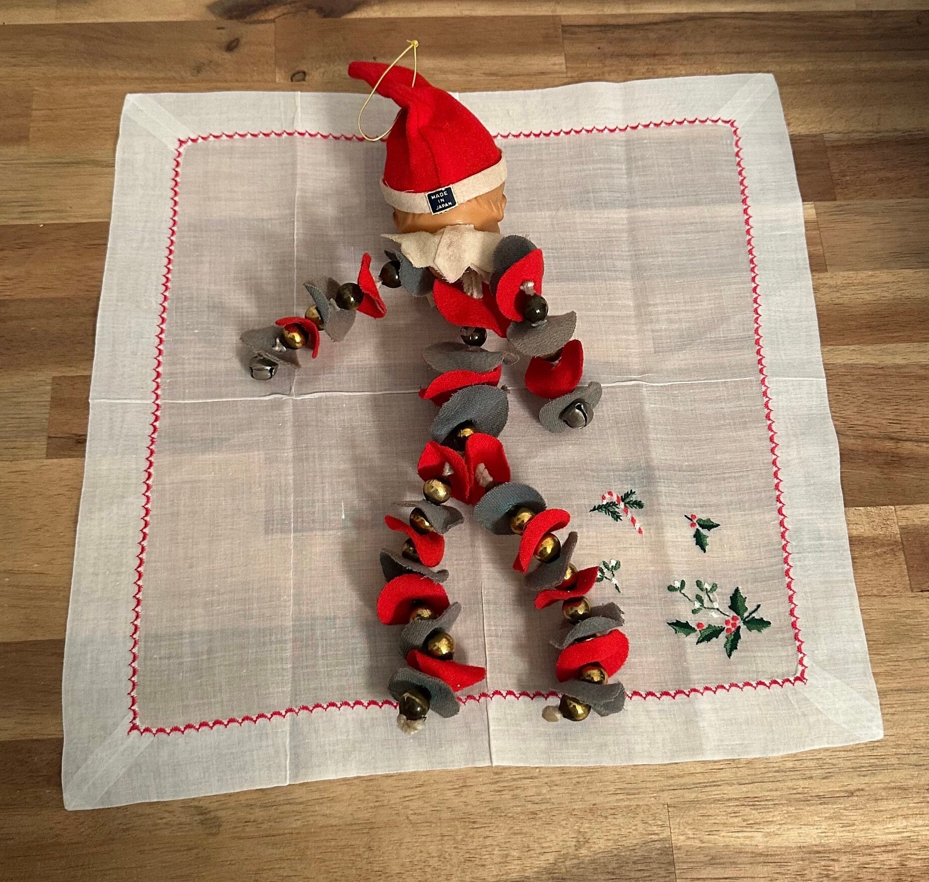 VTG Japan Elf Pixie Knee Hugger Ornament - Rubber Face Mercury Beads ...