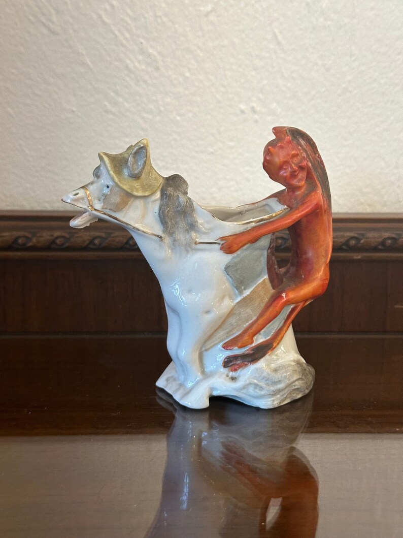 Vintage 1920s Antique Royal Bayreuth Style Devil Riding Donkey Cream ...