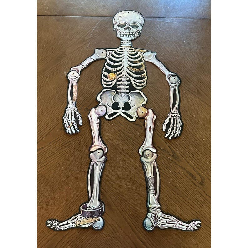 Vintage Jointed Paper Skeleton Halloween Decoration 36'' Articulated ...