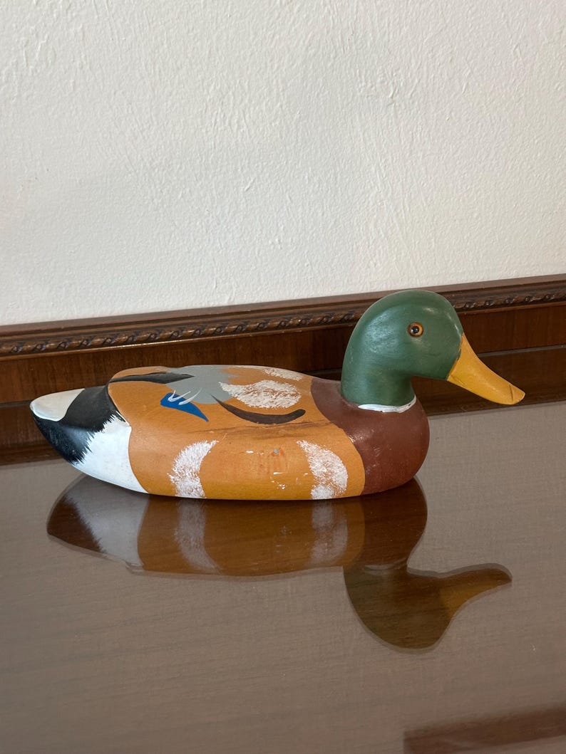Vintage 14'' Wooden Hand Painted Mallard Duck Decoy With Glass Eyes - Etsy