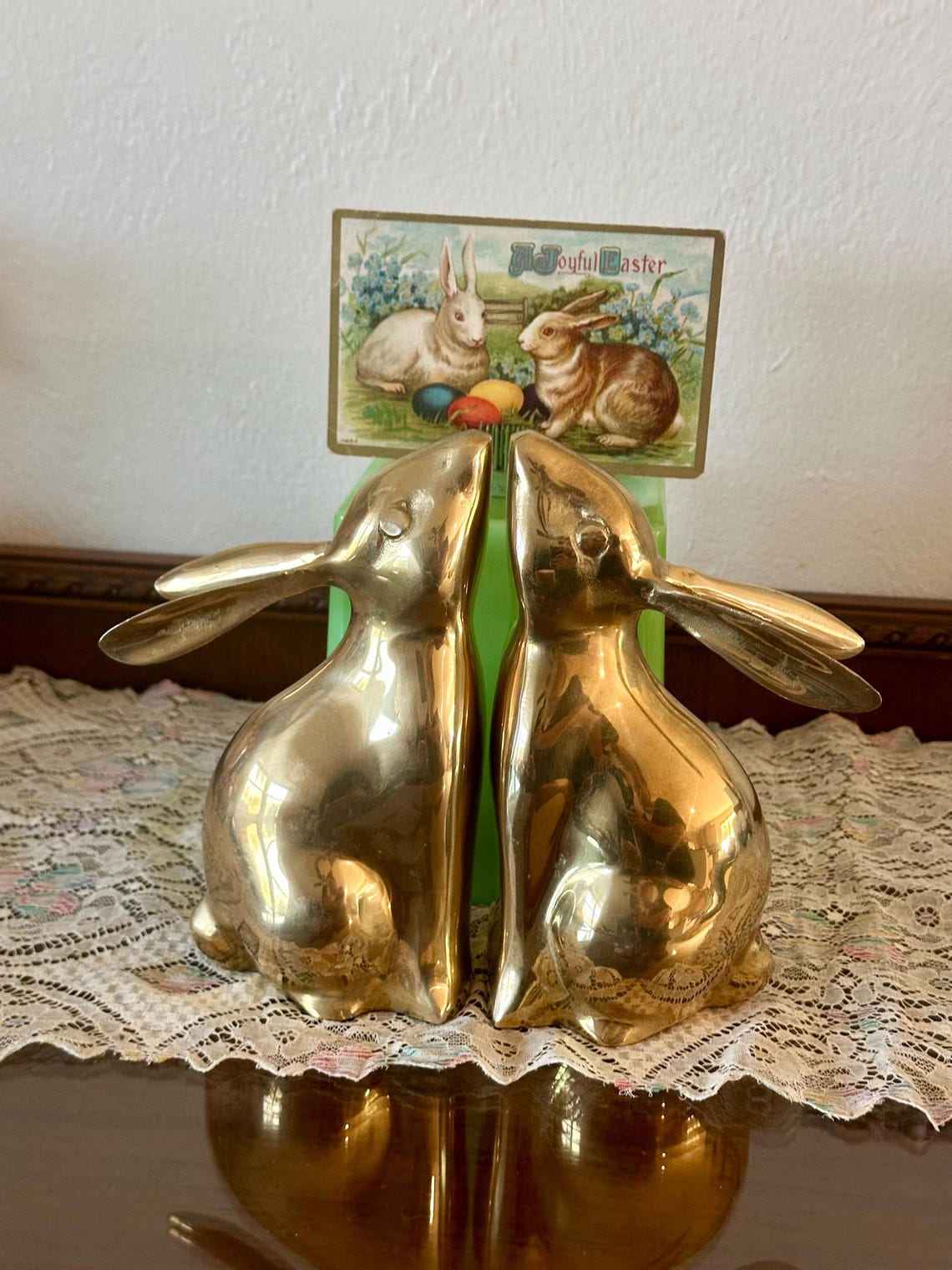 Vintage Brass Bunny Rabbit Bookends or Antique Easter Postcard - Etsy