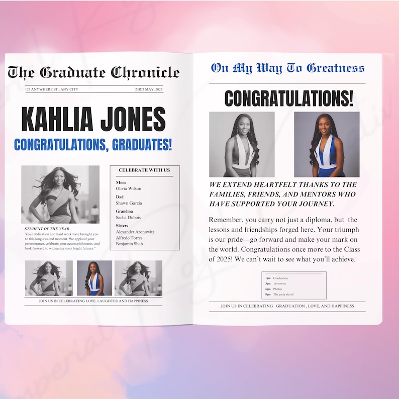 Graduation Newspaper Template Graduation 2025 Diploma Graduation News ...