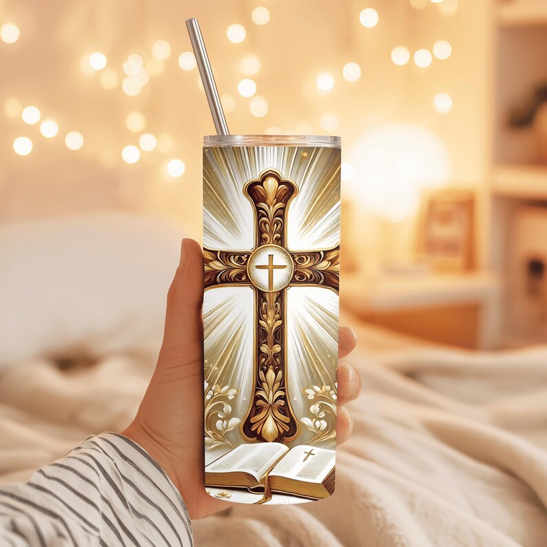 Christian Cross Tumbler Wrap: 20oz Skinny Tumbler Design (PNG Digital ...