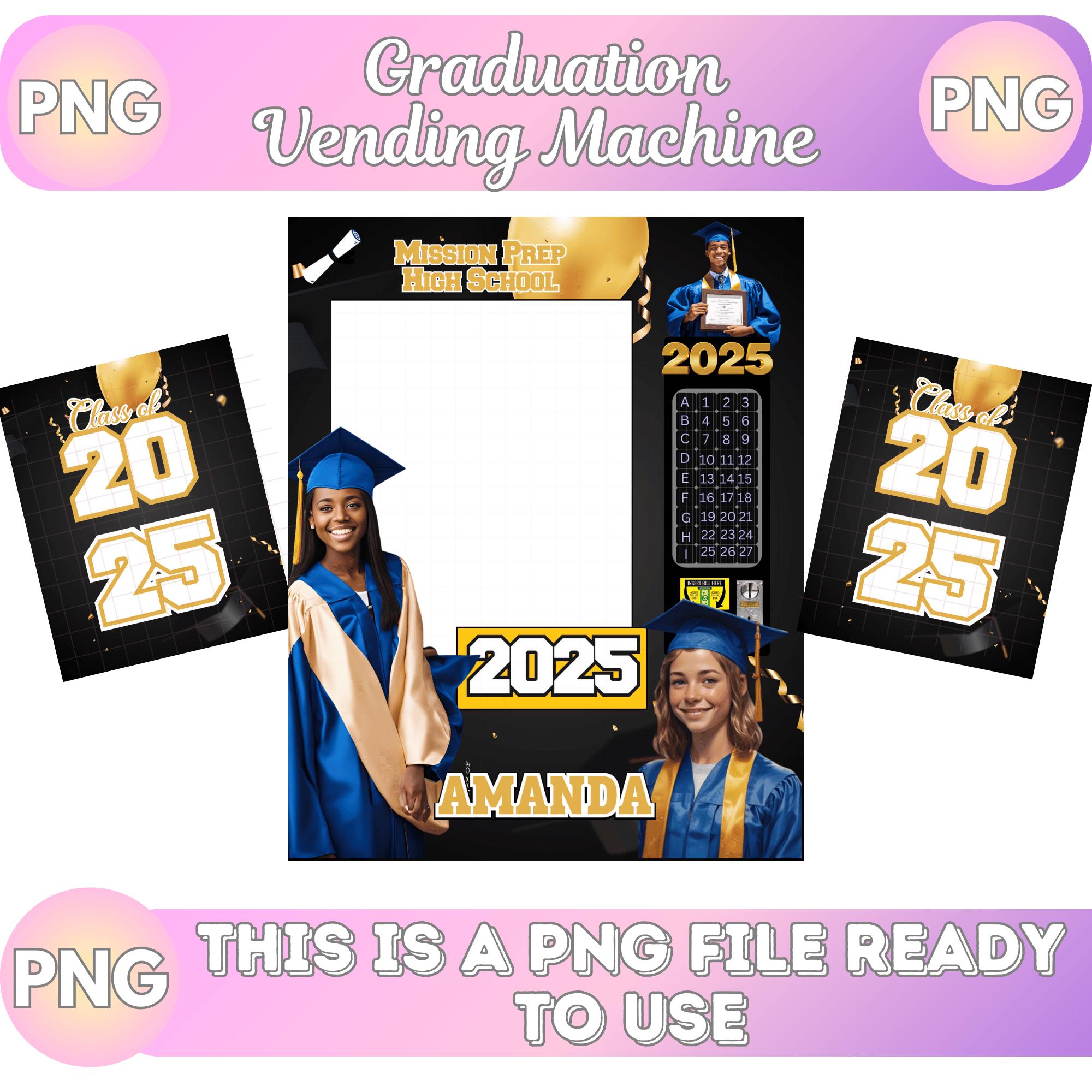 Graduation Vending Machine Template: Black & Gold Keepsake (PNG) - Etsy