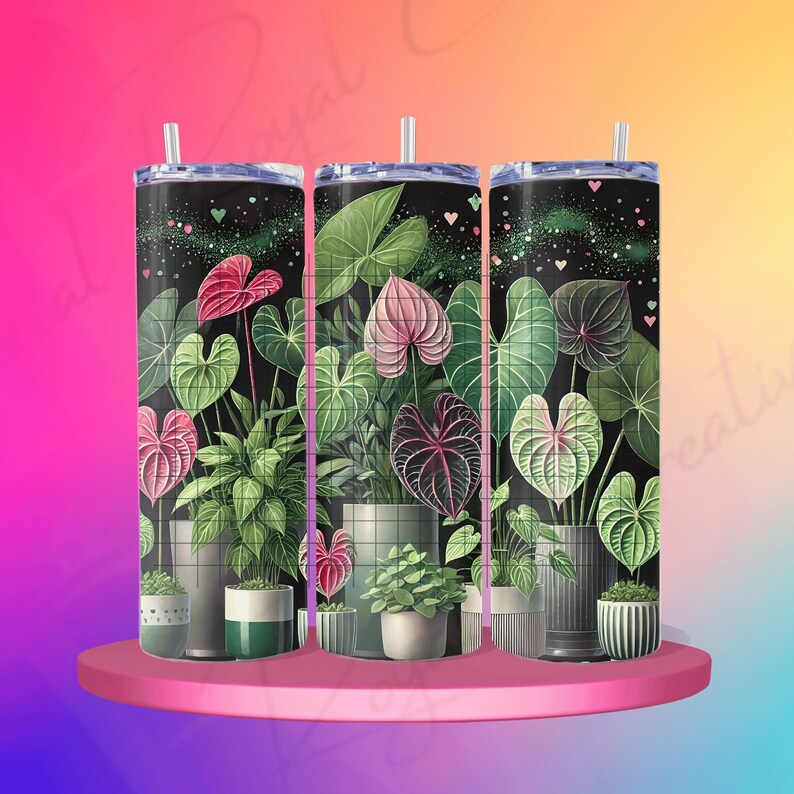 Tropical Plant Tumbler Wrap: Realistic Monstera & Anthurium (PNG ...