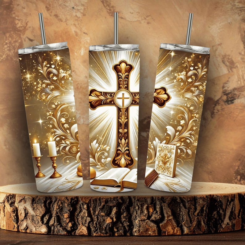 Christian Cross Tumbler Wrap: 20oz Skinny Tumbler Design (PNG Digital ...
